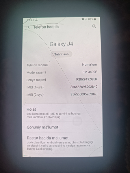 Galaxy J4 16gb xotira ishlashi va batarekasi moshni