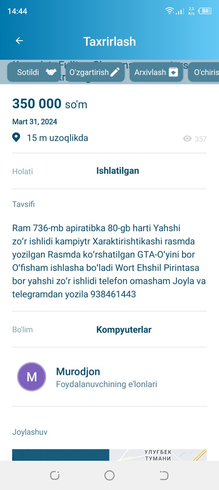 Kampiytr sotiladi