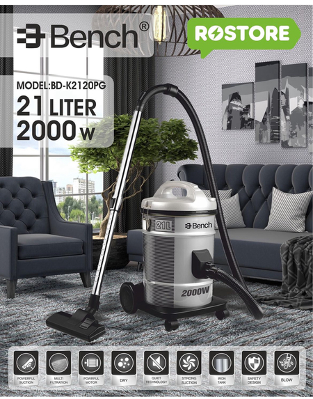 Mощный пылесос нержавеющей стали 21л / 25л Bench 2000w plisos plesos