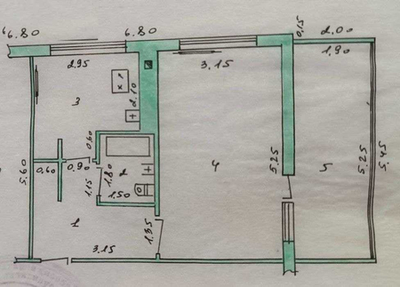 (N 81015) Продаётcя квартира 1/2/4 на массив Феруза 42 кв.м. (Арсен)