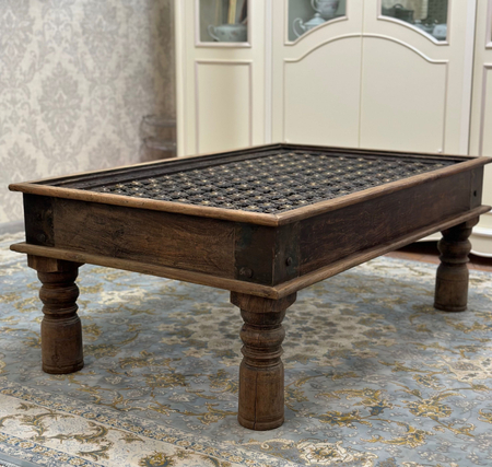 Антикварный хантахта кофейный столик ручная резка. 120х75х36