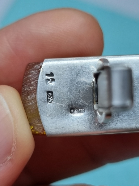 Запонки, серебро 875 проба, янтарь. СССР