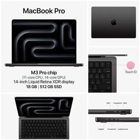 MacBook Pro 14‑inch (MRX33) M3 2023 Space Black 18/512 GB