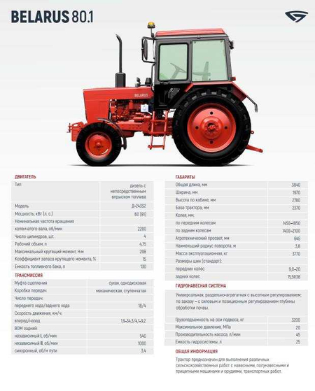 Traktor MTZ Belorus 80.1 кондиционерли