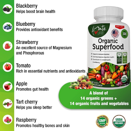 Органический комплекс фруктов и овощей Superfood Greens — лучшая пищев