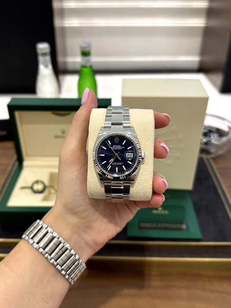 NEW Rolex Datejust 36mm Steel and White Gold 126234 Blue Motif