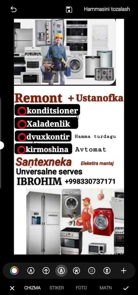 Tamirlash ustanofka santexneka xizmatlari