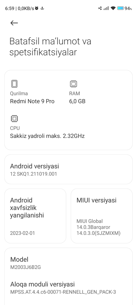 Redmo note 9 pro kafolati bilan