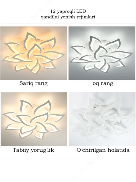 Led lyustra, qandil. Uch xil rangda
