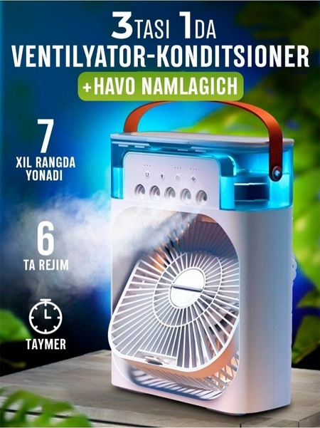 Portativ mini ventilyator-konditsioner, namlagich, 4 tasi 1 da, bonus