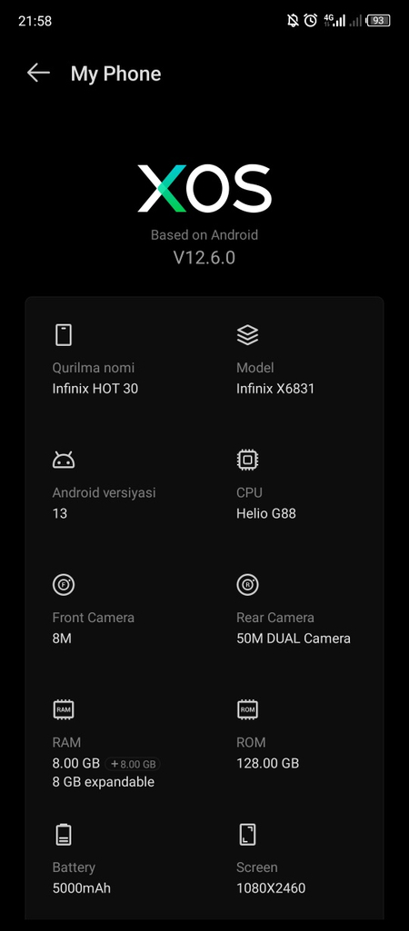 Infinix hot 30 8+8/128Gb