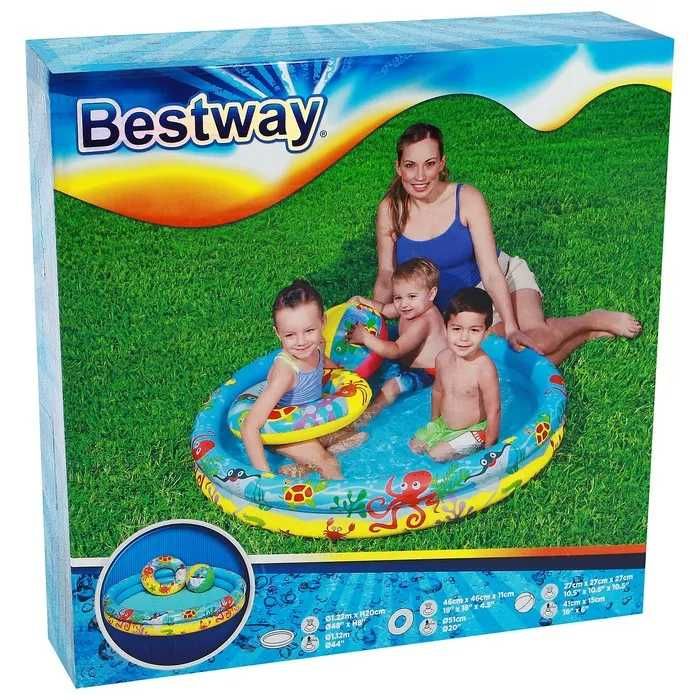 Бассейн надувной, 3 предмета: бассейн, мяч, 122 х 20 см 51124 Bestway