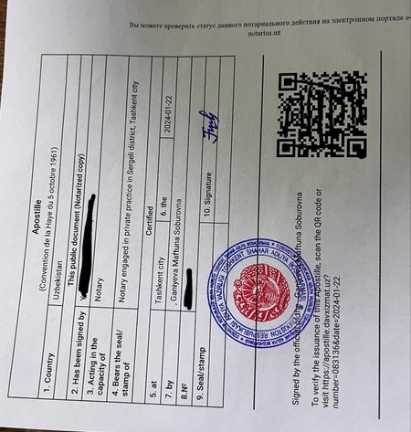 Apostil xizmati arzon narxda va tez