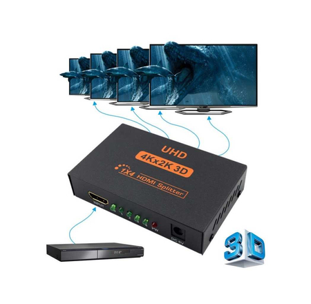 HDMI 1 to 4 Splitter 4K Ultra HD 2160P с доп. питанием
