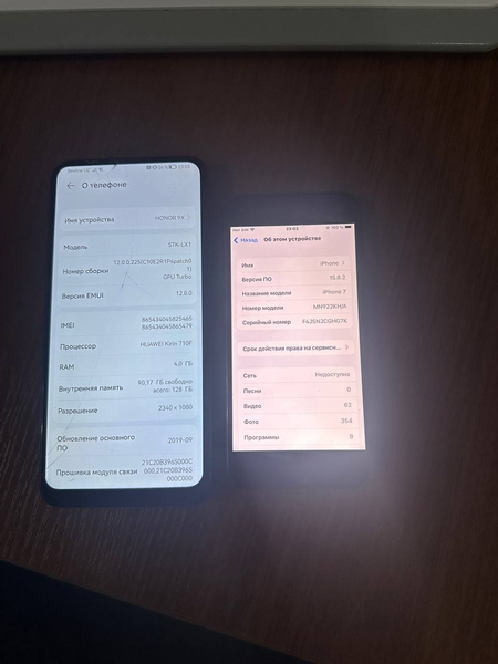Iphone 7 va honor 9x