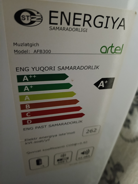 Artel Muzlatgich xolati yangi 3 oy ishlatilgan artel