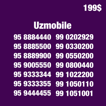 Uzmobile chiroyli qold raqamlari/Красивые золотые номера Узмобайл