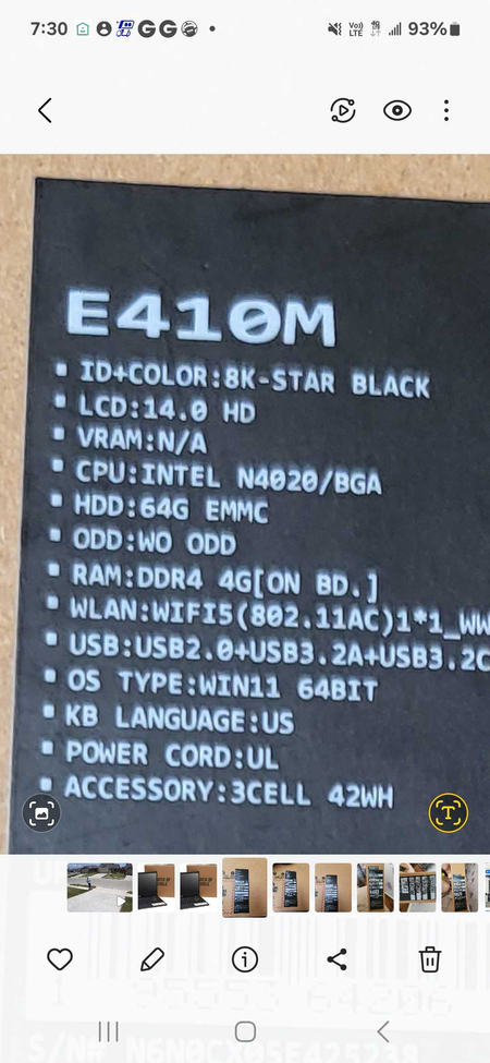 Yangi Asus notebook e 410 m