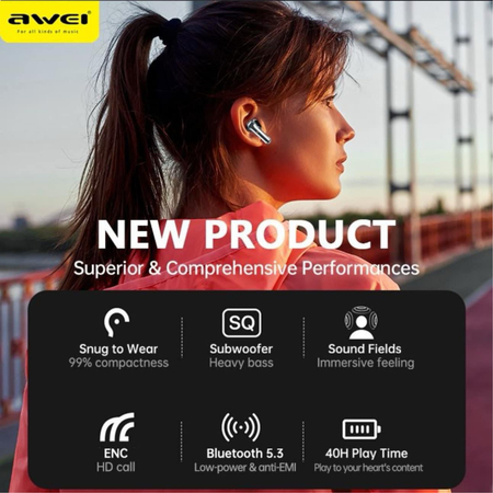 AWEI T79 ENC 2 пары наушников Bluetooth с шумоподавлением