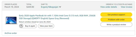 Продам Apple MacBook Air 2020 (intel core i3; 8/256) Б\У