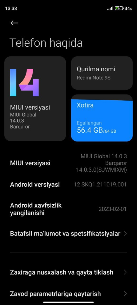 Redmi note 9s srochni sotiladi
