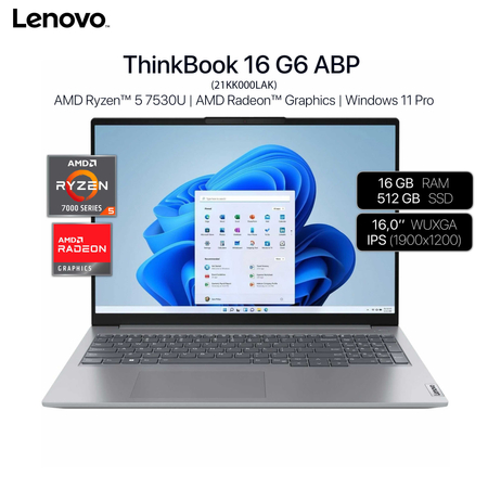 Lenovo ThinkBook 16 G6 AMD Ryzen™ 5 7530U 16/512GB 16,0