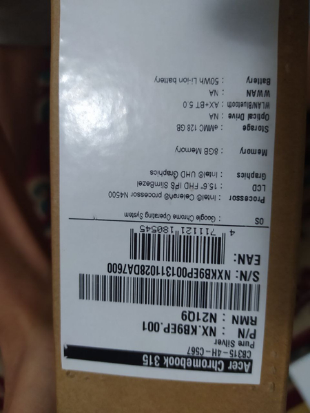 Acer Notebook N4500 8 GB ozu