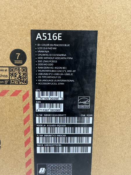 Asus core i3 11 avlod 8/256 ssd klavyatura yonadi full komplektda