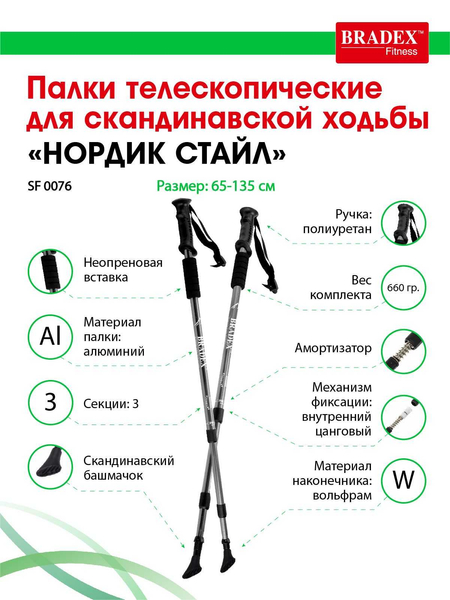 Палка для ходьбы. Скандинавская палка. Доставка БЕСПЛАТНО!