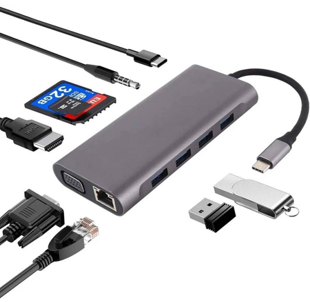 Адаптер USB C 3,0 для ноутбука 4K HDMI-совместимый VGA RJ45 Lan Ethern