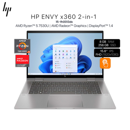 HP ENVY x360 15-fh0013dx AMD Ryzen™5 7530U 8/256GB 15,6