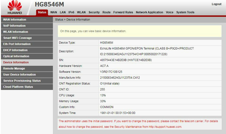 Gpon HG8546M modem