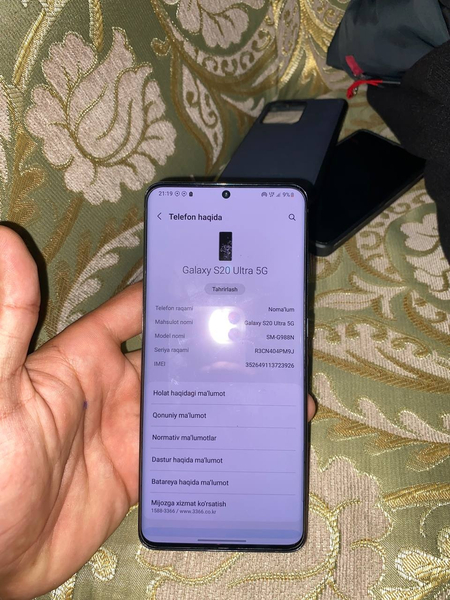 S20 ultra karobka dakument yuq kareadan kelgan