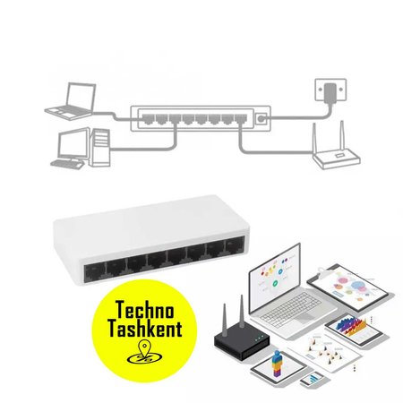 8-портовый коммутатор свич Pix-Link switch 100Mbit/s (Dostavka bor)