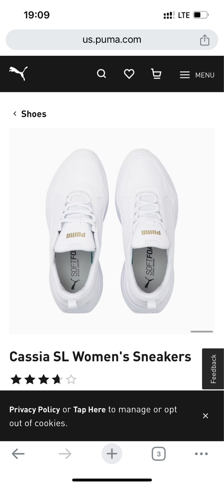 Белые кроссовки Puma