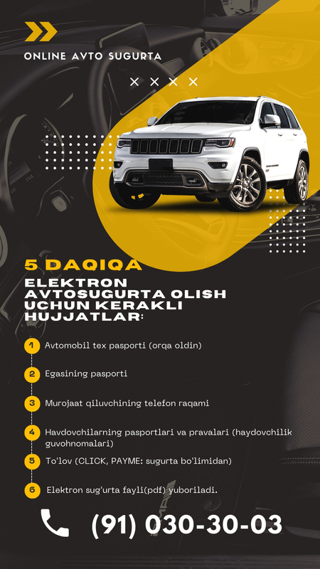 Avtosug'urta автострахование  avtosugurtauz_bot