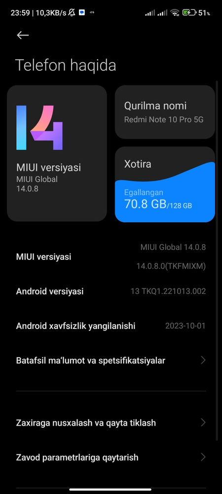 Redmi not 10 pro 5G