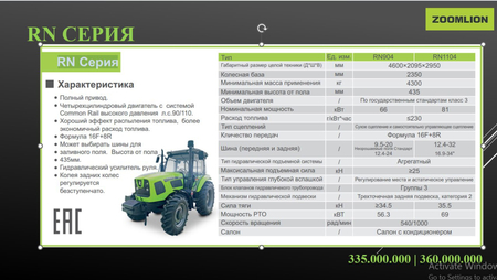 Zoomlion taraktorlari/ Трактор