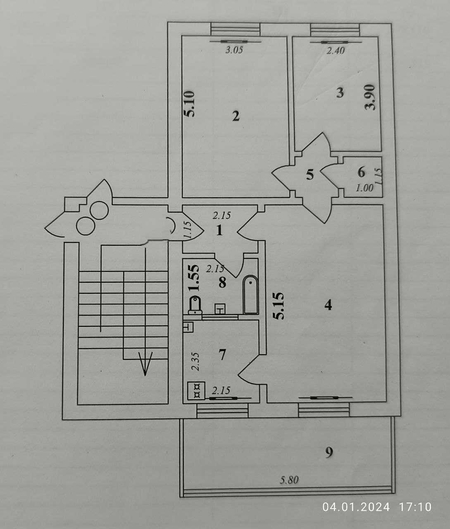 Гидрометцентр 3/3/4 кирпич 70м²