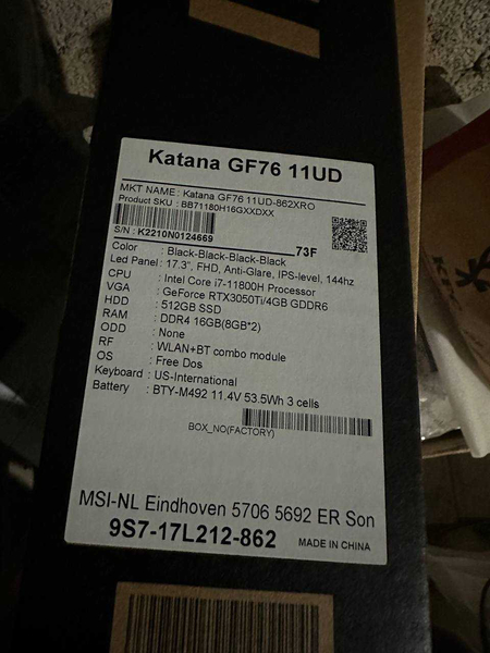 MSI Katana GF76 11UD