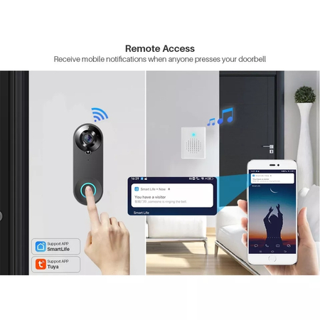 Умный видеодомофон видеоглазок WiFi Tuya, 1080P, Smart video intercom