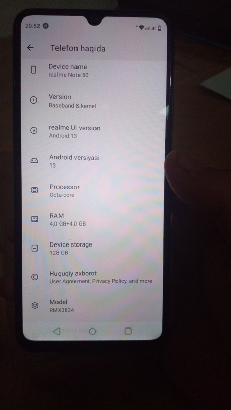 Realme note 50 128/4 gb