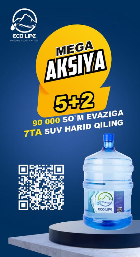 Tozalangan filtirlangan mineral ichimlik suvi. Питьевая вода