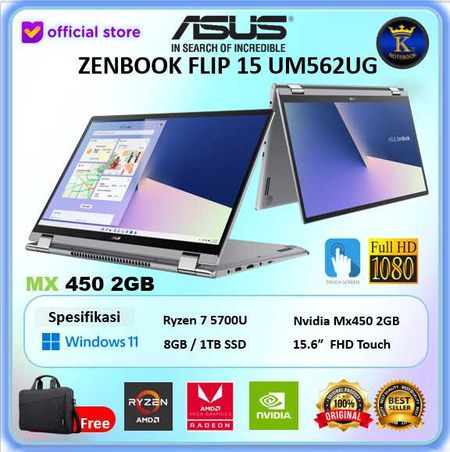 asus zenbook flip 15 Face ID ryzen 5+nVidia 2b+1TB M2 SSD