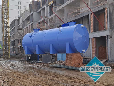 Емкость горизонтальная 35м3, тонн из полипропилена, резервуар, бак