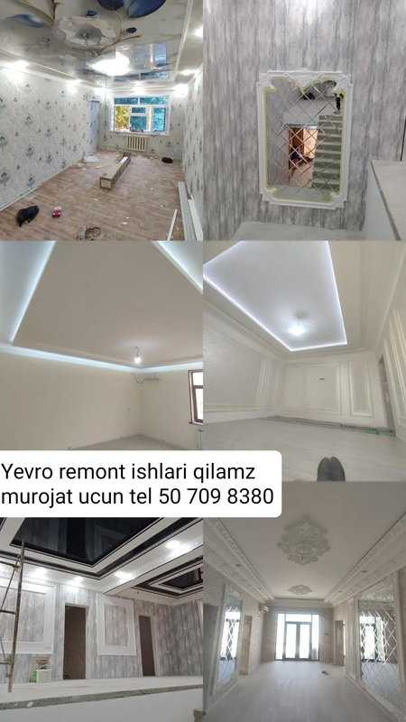 Yevro remont ishlari qilamz murojat ucun tel ishga kafolat bor