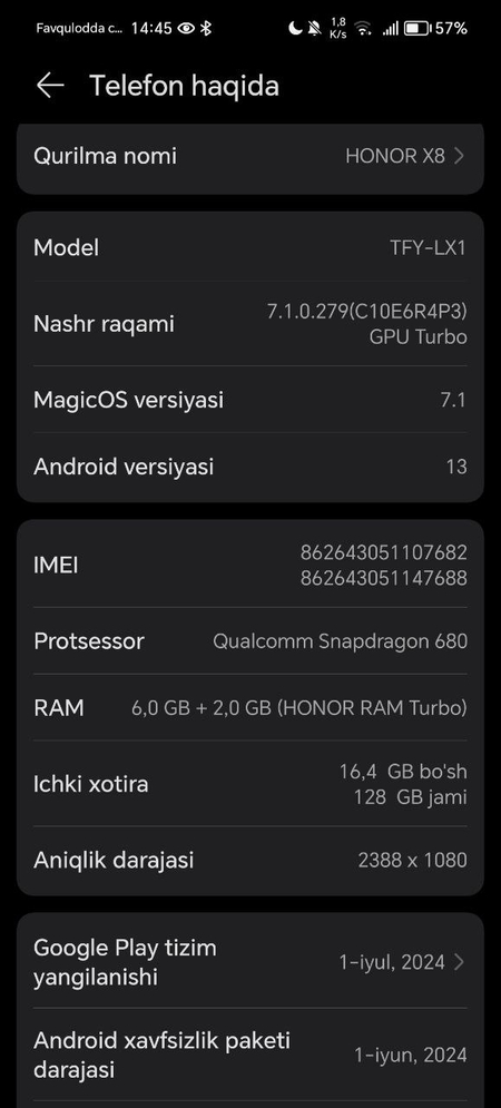 Xonir x8 sotiladi