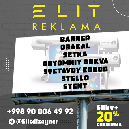 Tashqi Reklama Xizmatlari (Bukva Banner nakleyka ustanovka)