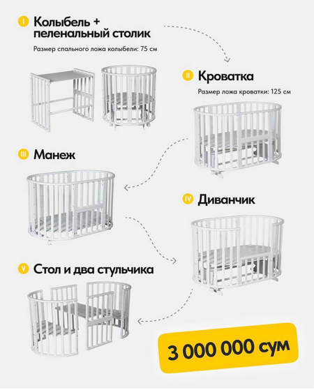 Детская кроватка трансформер