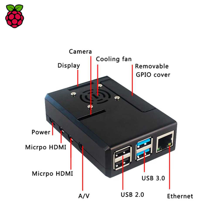 Пластиковый корпус с кулером охлаждения - для Raspberry Pi 4B